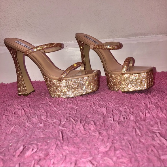 Steve Madden | Shoes | Steve Madden Rose Gold Glitter Hills | Poshmark